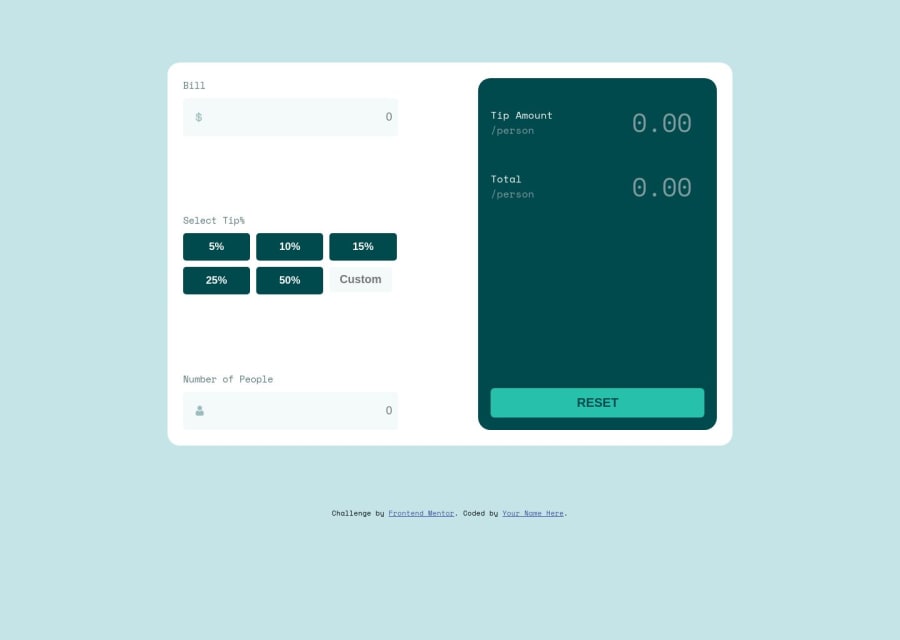 Frontend Mentor Tip Calculator App Using Html Css An Vanilla Js Coding Challenge Solution