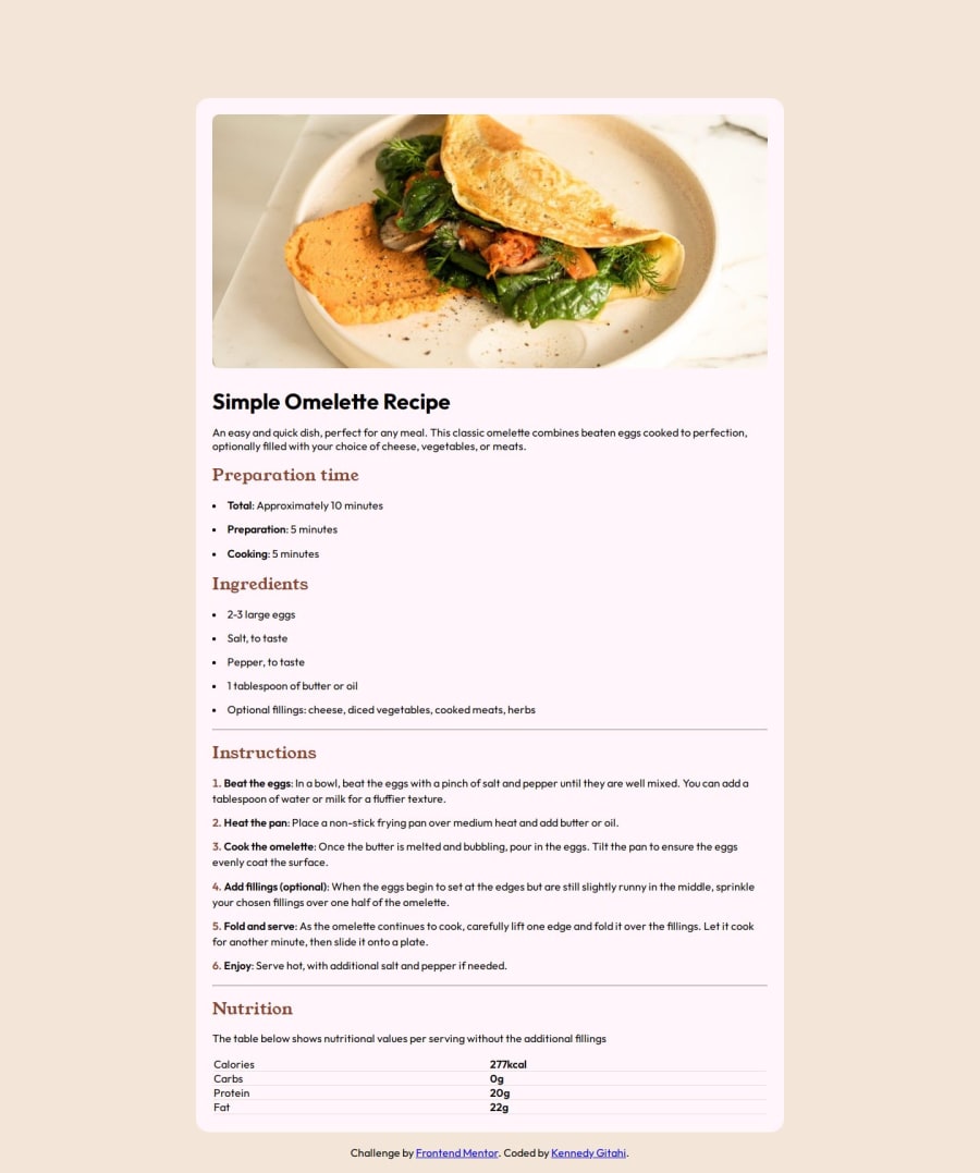 Frontend Mentor Recipe Page Using Semantic Html And Nested Css Coding Challenge Solution