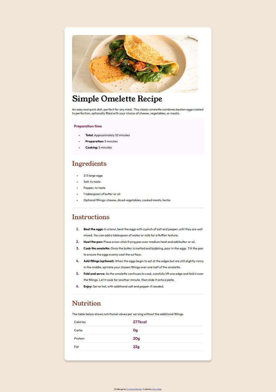 Frontend Mentor Recipe Card With Html And Css Coding Challenge Solution 7462