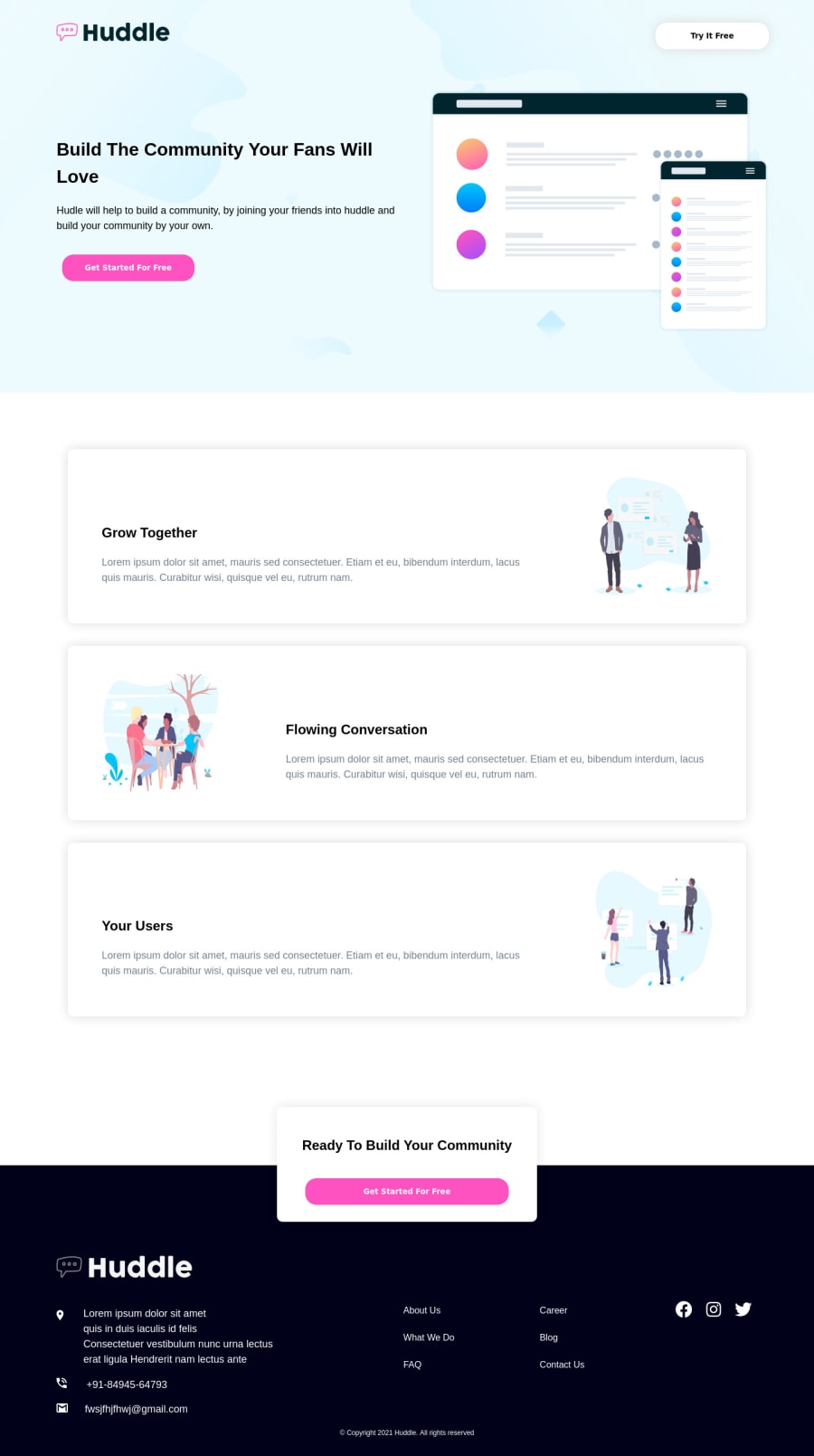 Frontend Mentor Huddle Landing Page Using Html And Css Coding Challenge Solution