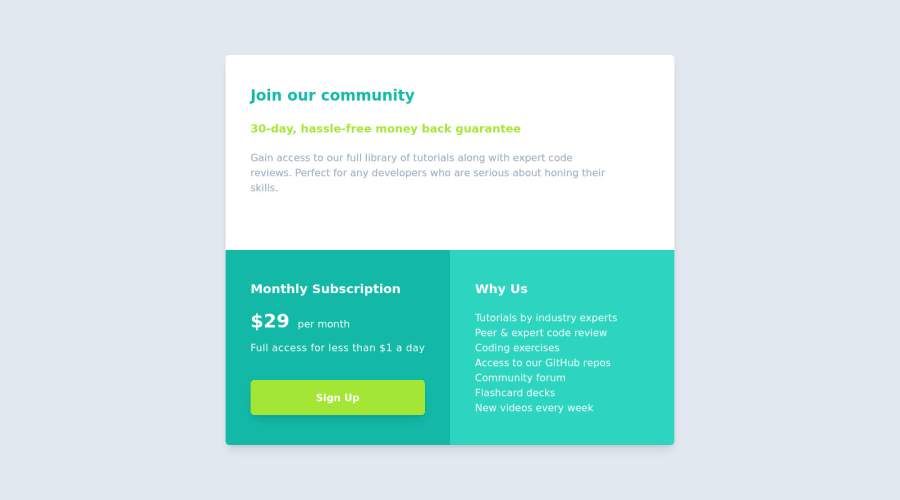 Frontend Mentor Single Price Component Built With Tailwindcss Coding Challenge Solution