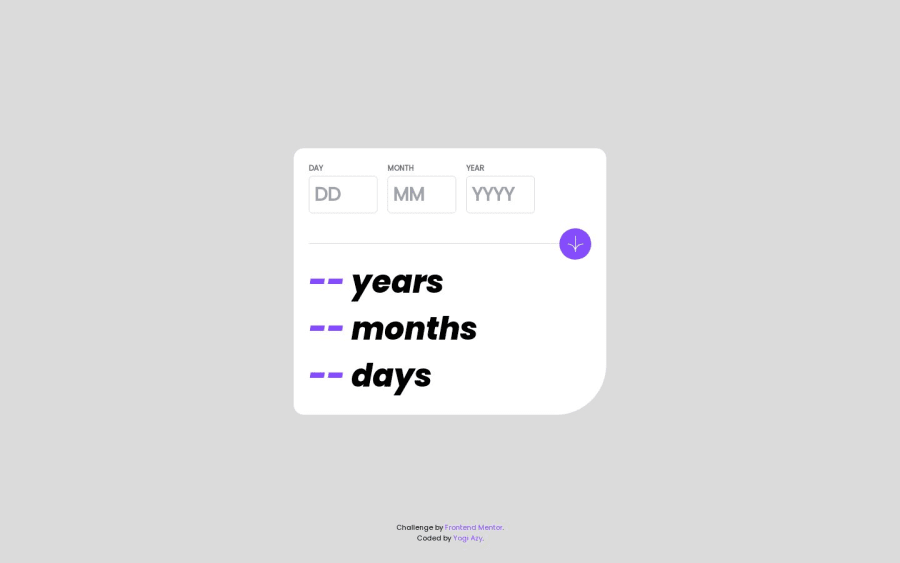 Frontend Mentor Age Calculator App Using Tailwind Css Coding