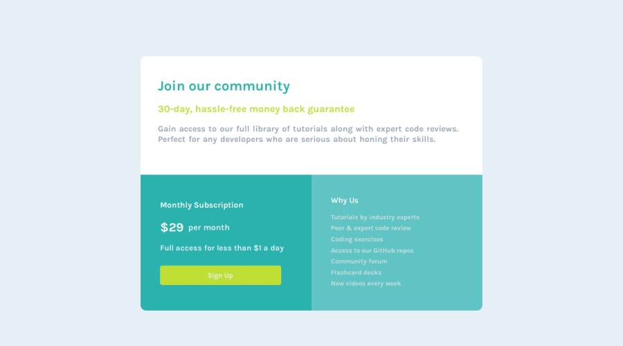 Frontend Mentor Single Price Grid Component Using Html And Css Coding