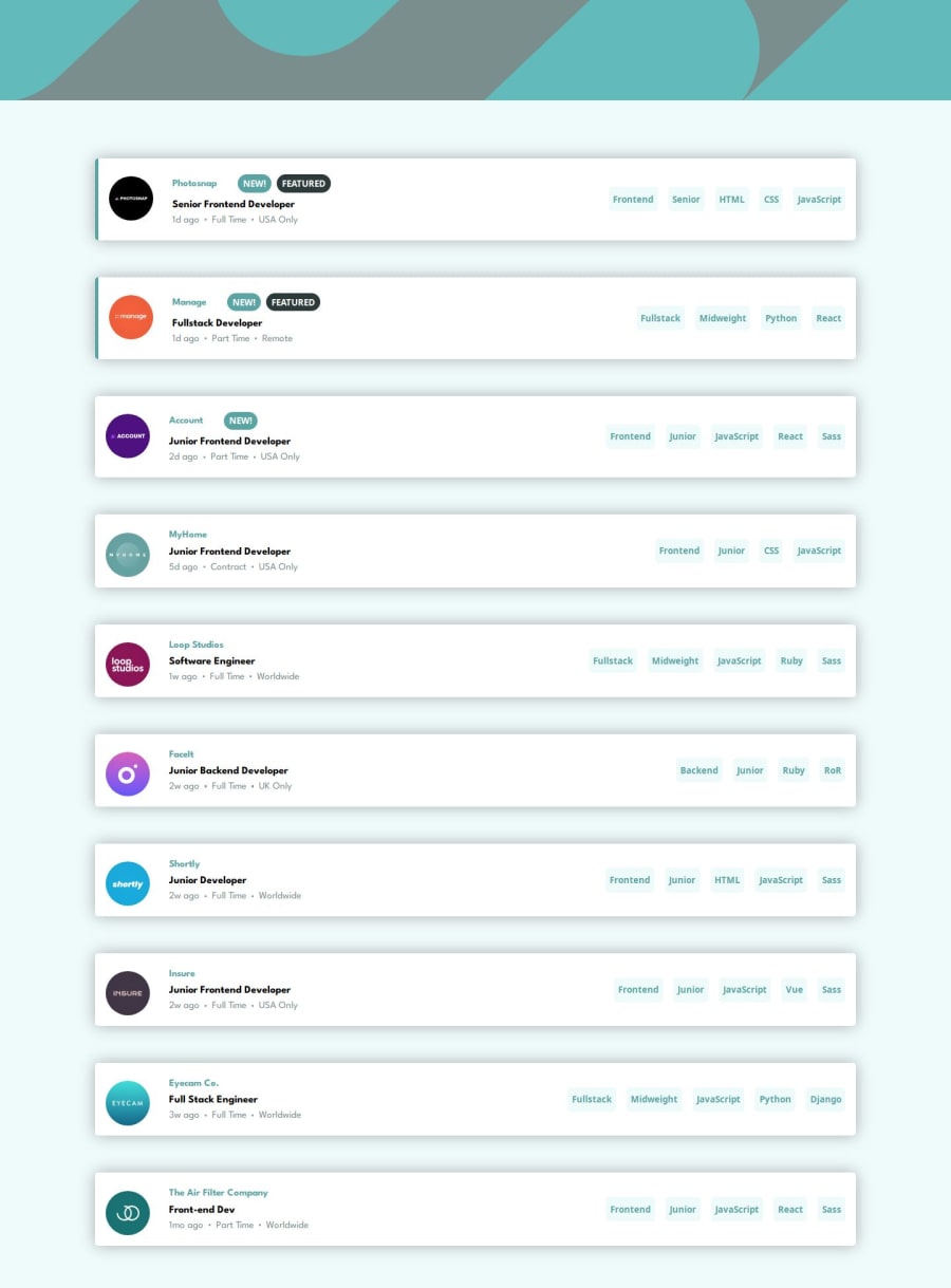 Frontend Mentor Job Listing Filter Coding Challenge Solution
