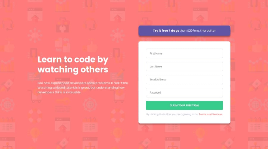 Frontend Mentor Signup Form Coding Challenge Solution
