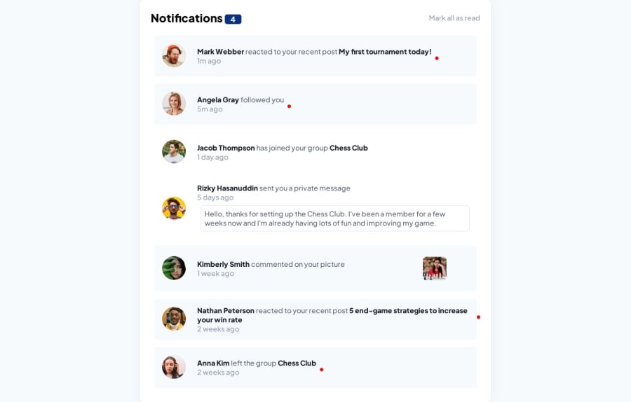 Frontend Mentor Notification Page Main Using Html Scss And Javascript Coding Challenge Solution