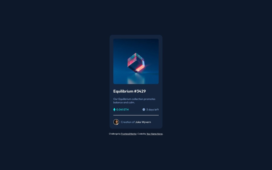 Frontend Mentor Nft Preview Card Coding Challenge Solution