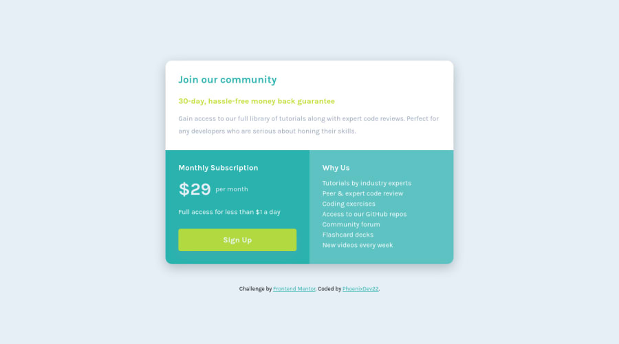 Frontend Mentor Frontend Mentor Single Price Grid Component Html Css Coding Challenge Solution