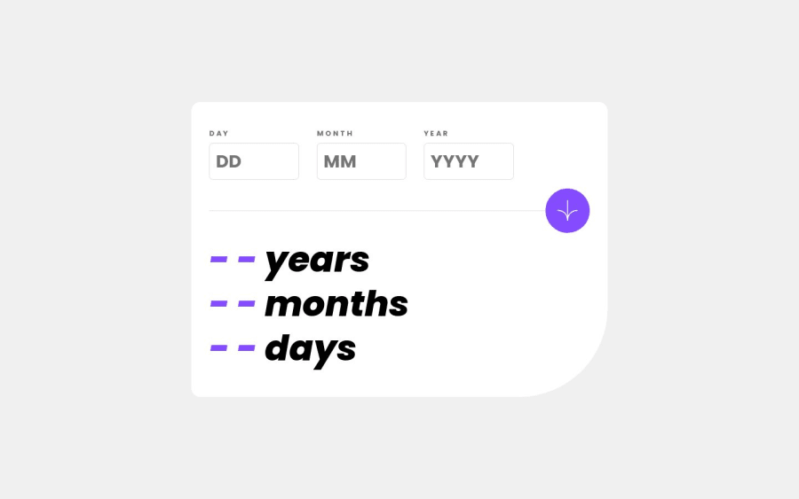 Frontend Mentor Age Calculator Using Flexbox Vanilla Javascript