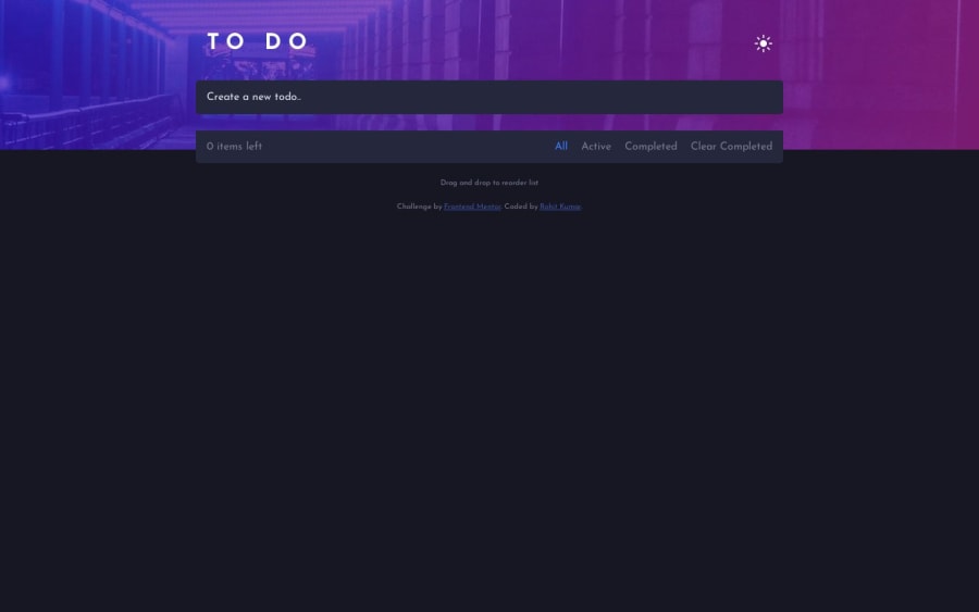 Frontend Mentor Todo App Built With Html Css And Vanilla Js Coding Challenge Solution