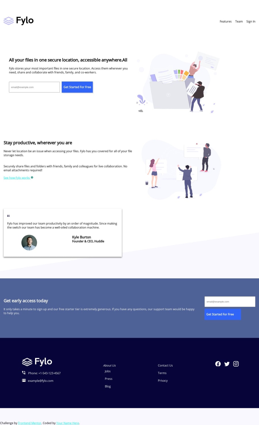 Frontend Mentor Responsive Fylo Landing Page With Html And Css Coding