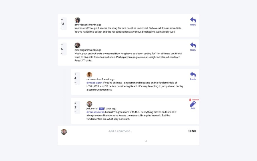 Frontend Mentor Interactive Comments Component With React And Redux