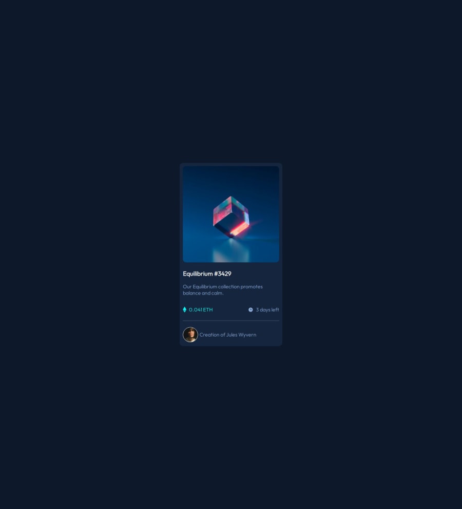 Frontend Mentor Nft Card With Html And Css Coding Challenge Solution