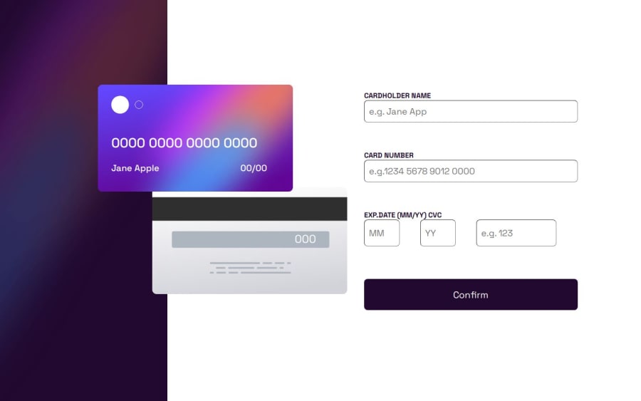Frontend Mentor Responsive Card Form Using Html Css And Js Coding Challenge Solution