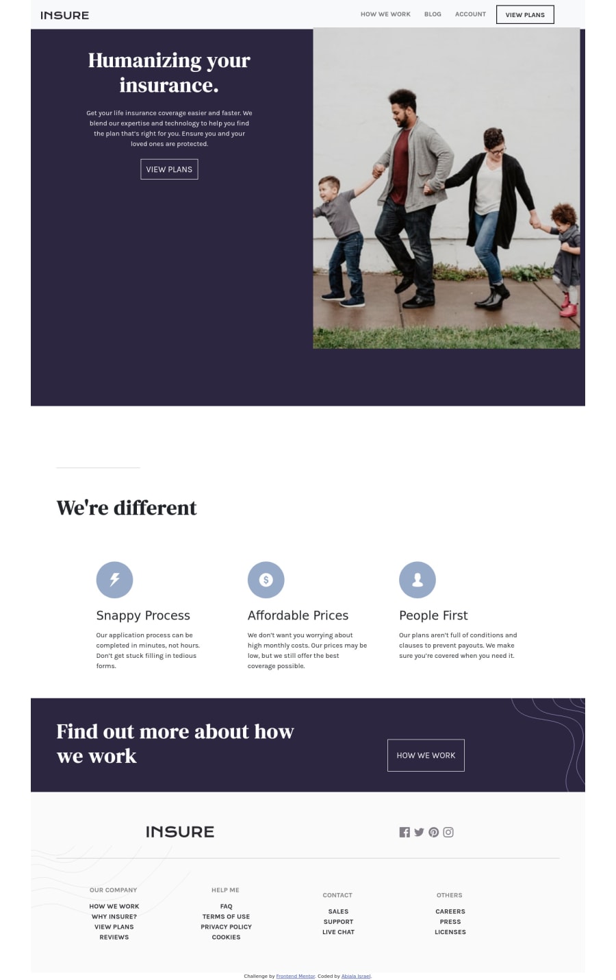 Frontend Mentor Insure Landing Page Built Using Bootstrap Coding Challenge Solution
