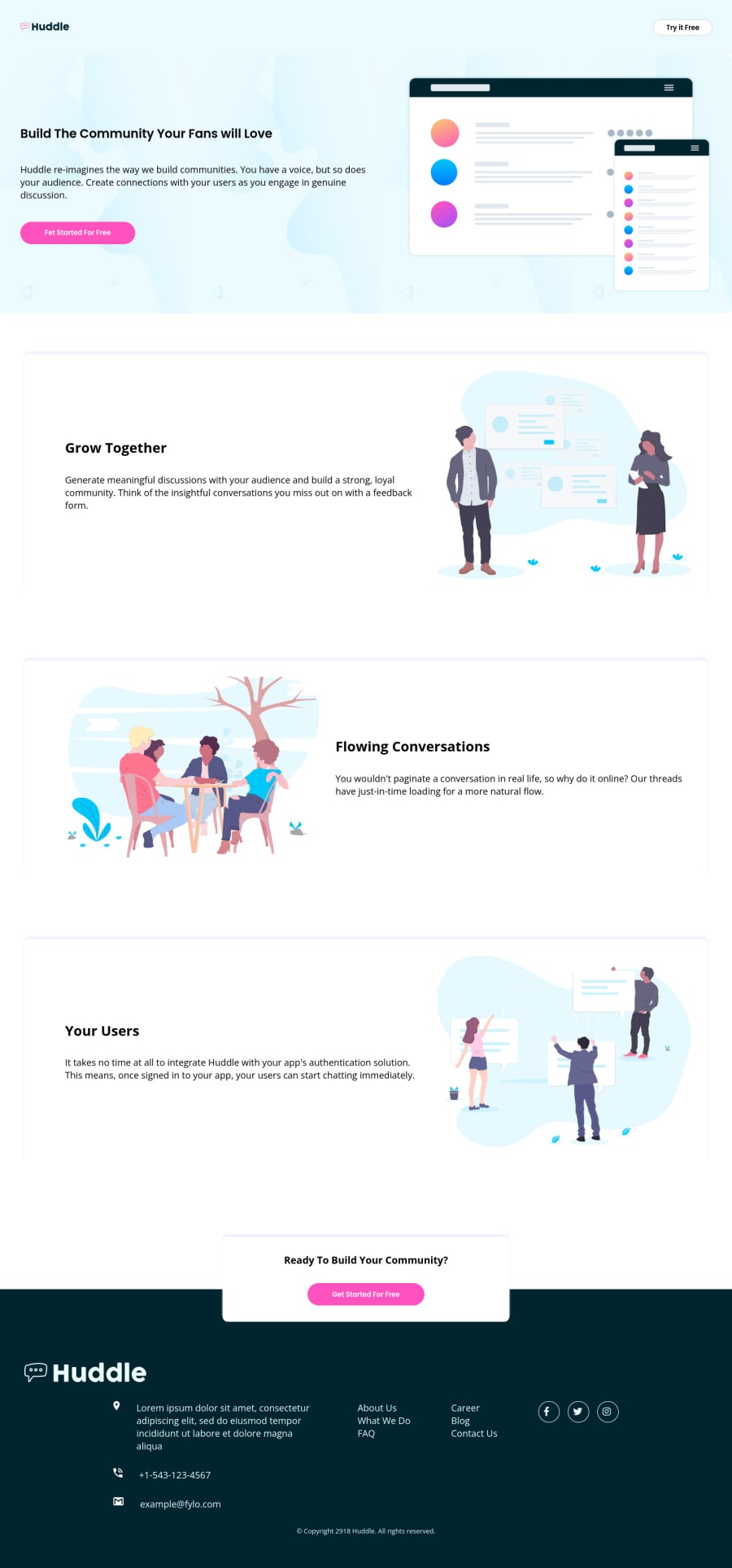 Frontend Mentor Responsive Huddle Landing Paging Using Html And Css Coding Challenge Solution