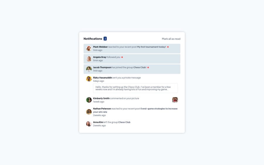 Frontend Mentor Responsive Notification Page Using Html Css And Typescript Coding Challenge