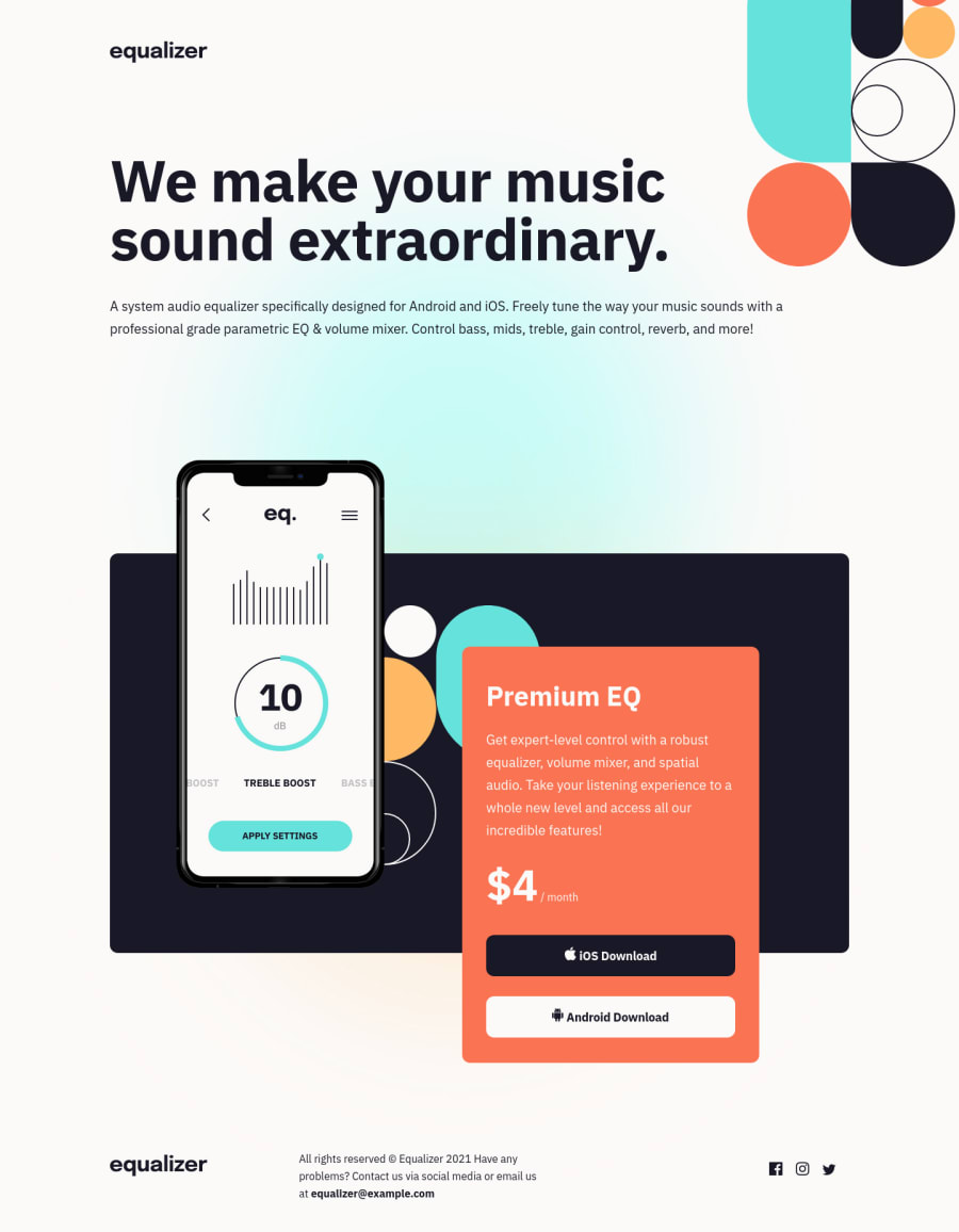 Frontend Mentor Equalizer Landing Page Html Css Coding Challenge Solution
