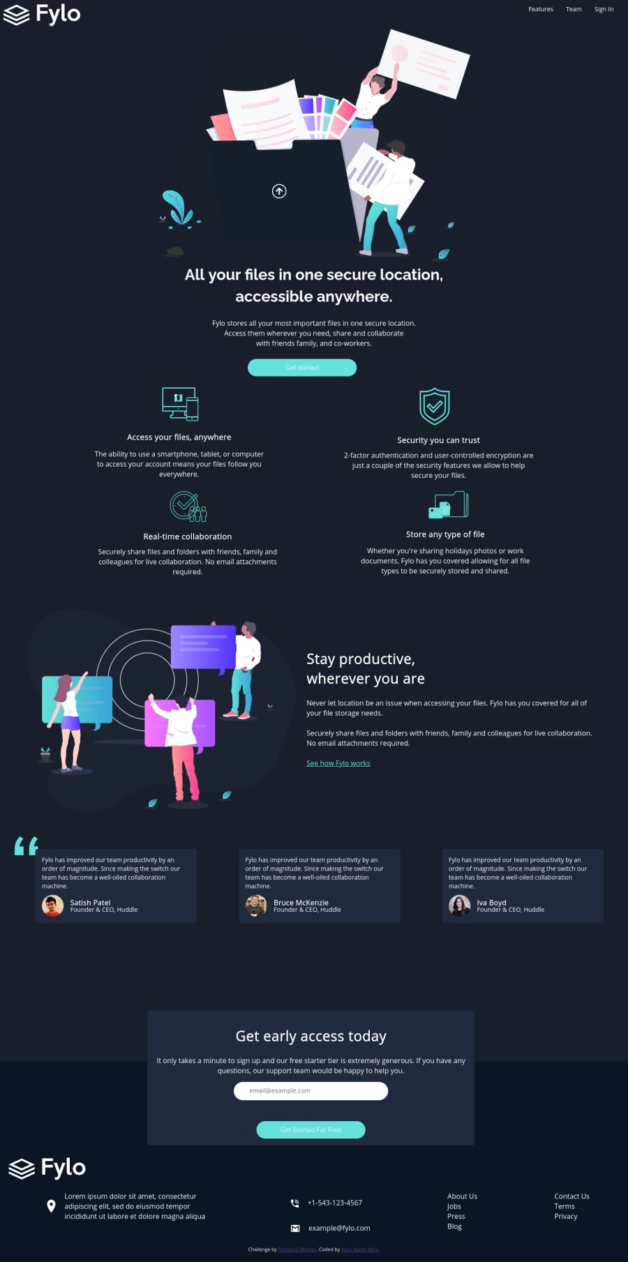 Frontend Mentor Fylo Dark Theme Landing Page Coding Challenge Solution