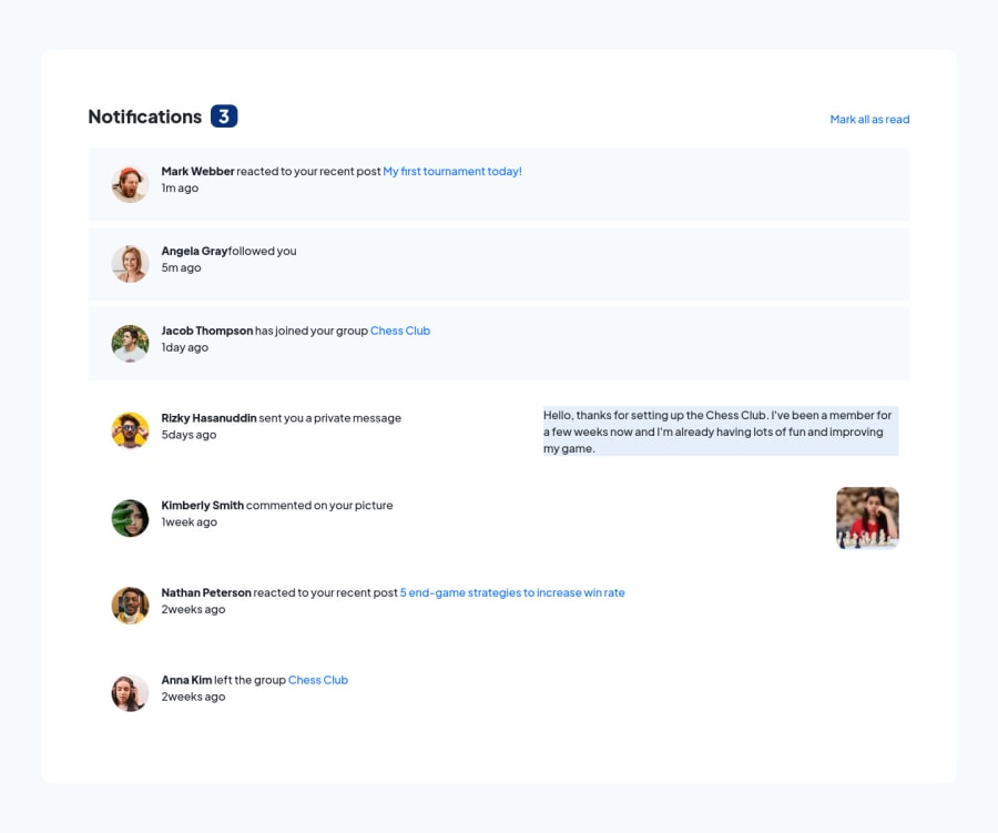 Frontend Mentor Notification Page Coding Challenge Solution