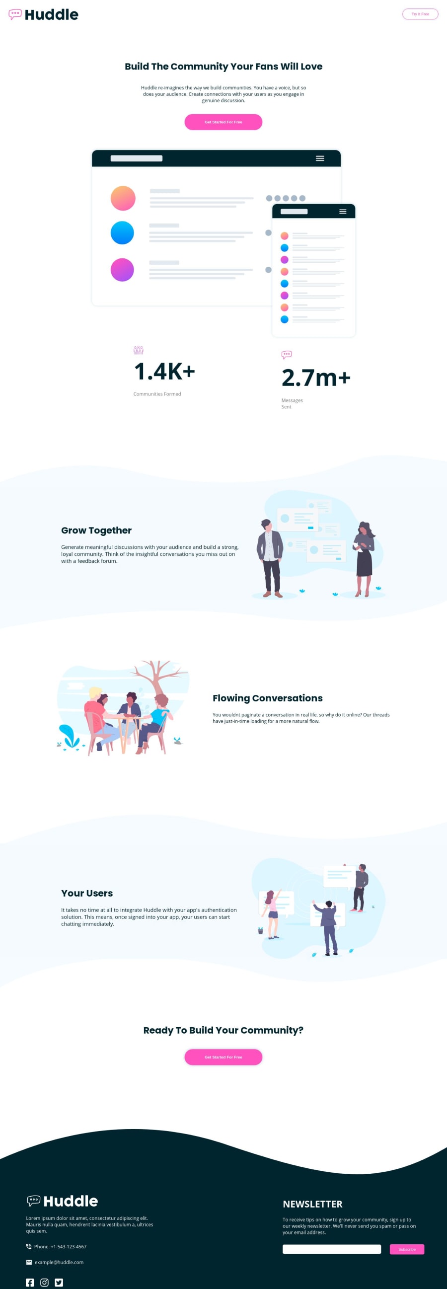 Frontend Mentor Huddle Landing Page With Curved Sections Flexbox Coding Challenge Solution
