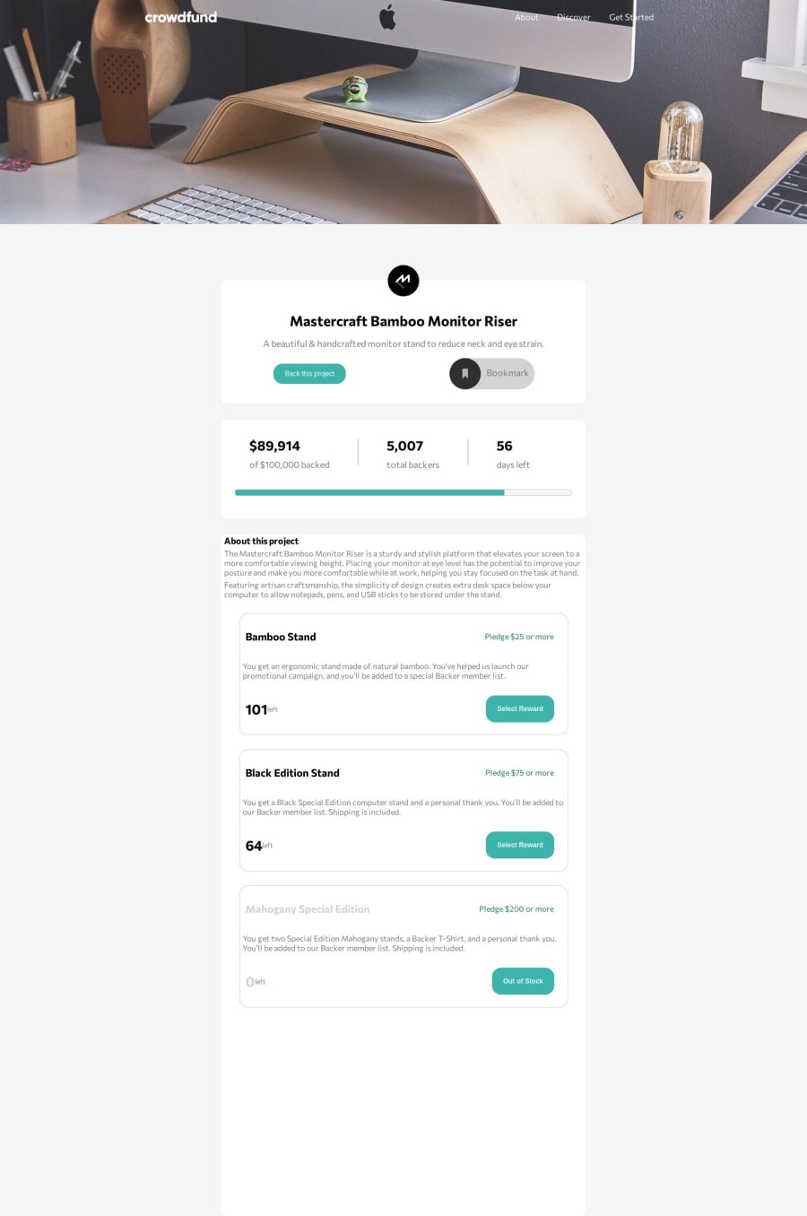Frontend Mentor Crowdfunding Page Using Html Css Js Coding