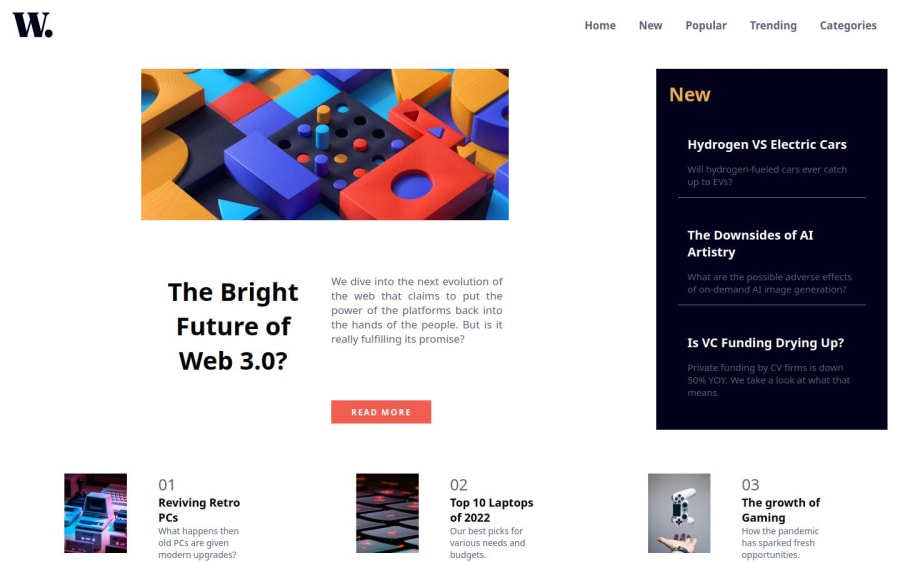 Frontend Mentor News Homepage Grid Flexbox Responsive Coding Challenge Solution