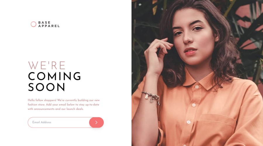 Frontend Mentor Base Apparel Coming Soon Page Built With Vite React Tailwindcss Coding