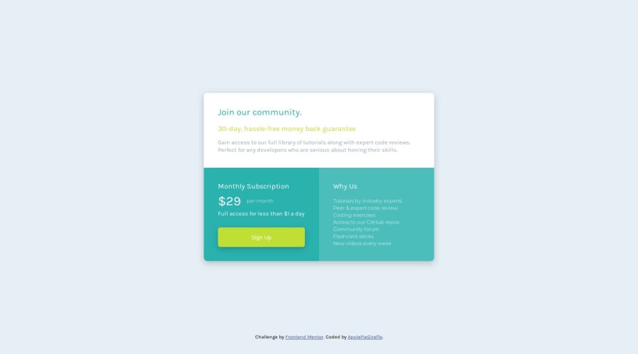Frontend Mentor Simple Component With Html And Css Coding Challenge Solution