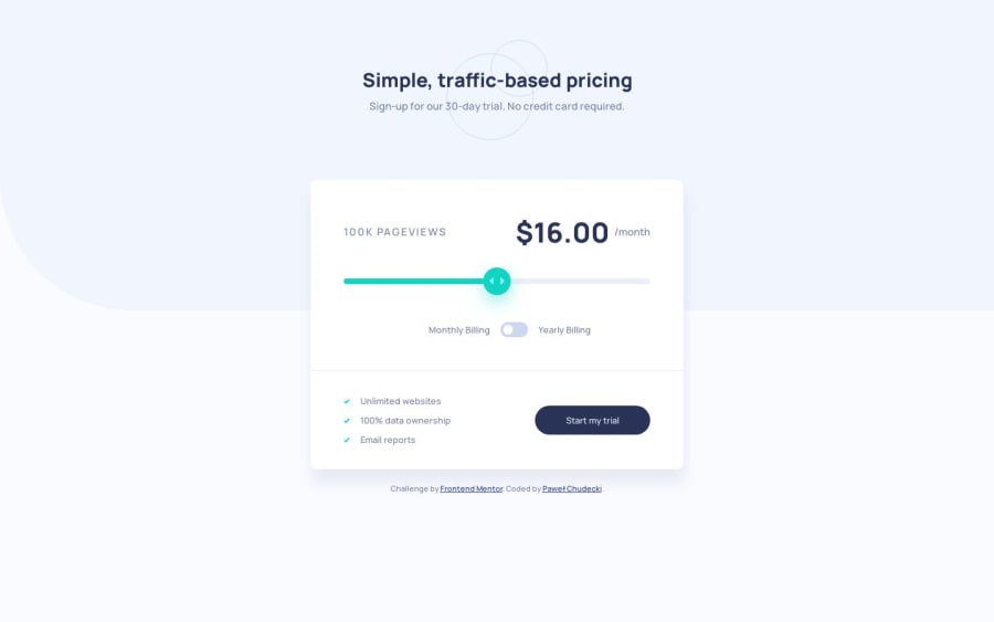 Frontend Mentor Interactive Pricing Component Coding Challenge Solution