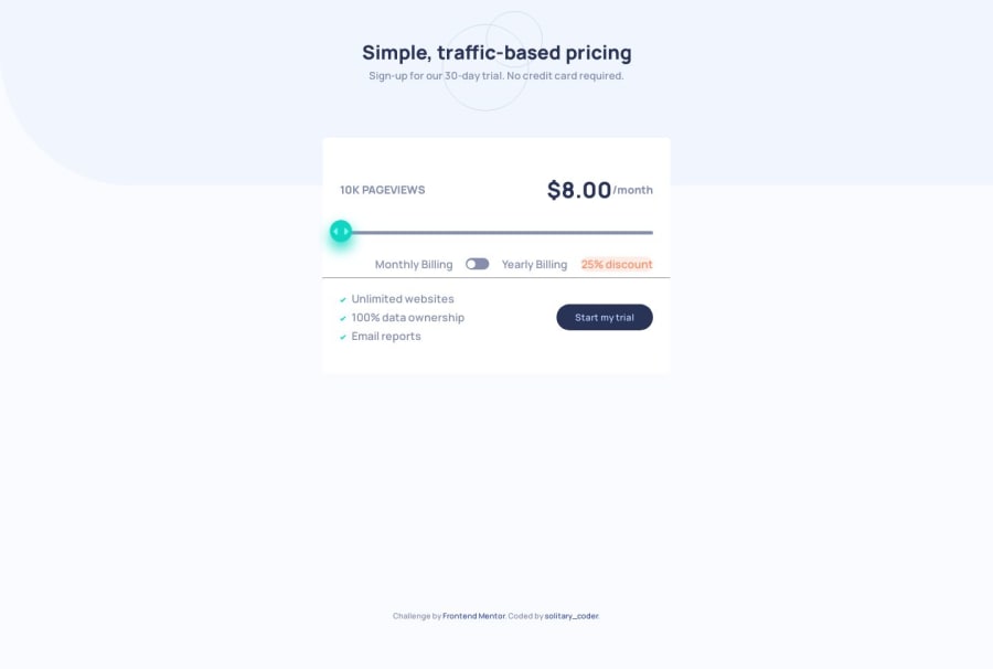 Frontend Mentor Interactive Pricing Component Main Coding Challenge
