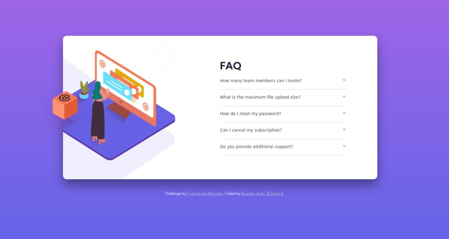 Frontend Mentor Responsive Faq Accordion Card Scss Flexbox Coding Challenge Solution
