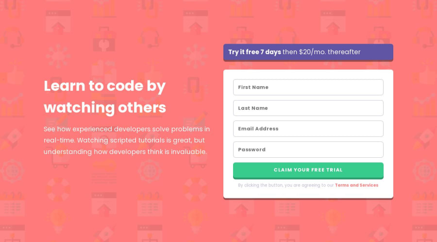 Frontend Mentor Intro Sign Up Form Component Coding Challenge Solution