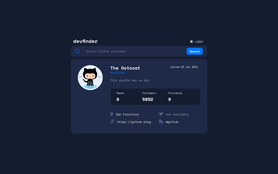 Frontend Mentor Github User Search Using React And Mui Coding Challenge Solution