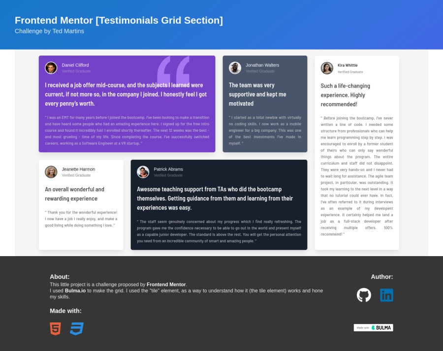Frontend Mentor Grid Section Using Bulma Framework Coding Challenge Solution