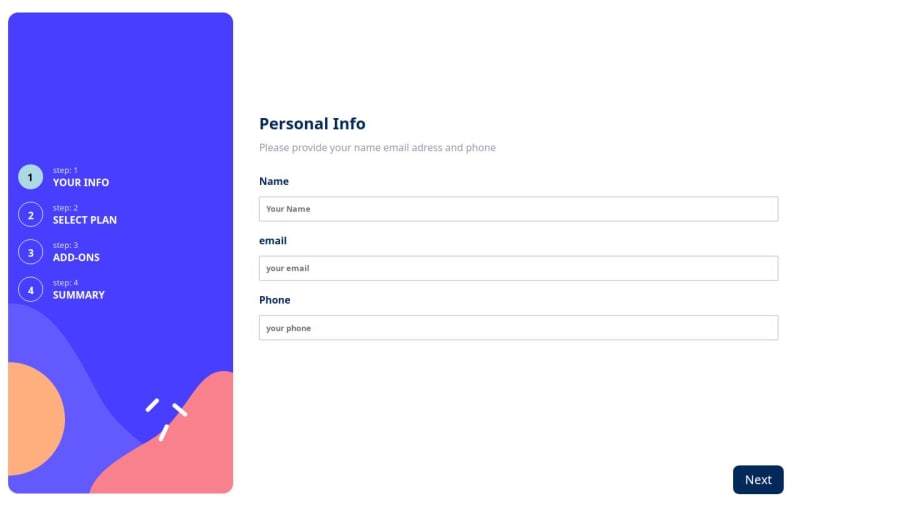Frontend Mentor Multi Step Form Using React And Framer Motion Coding