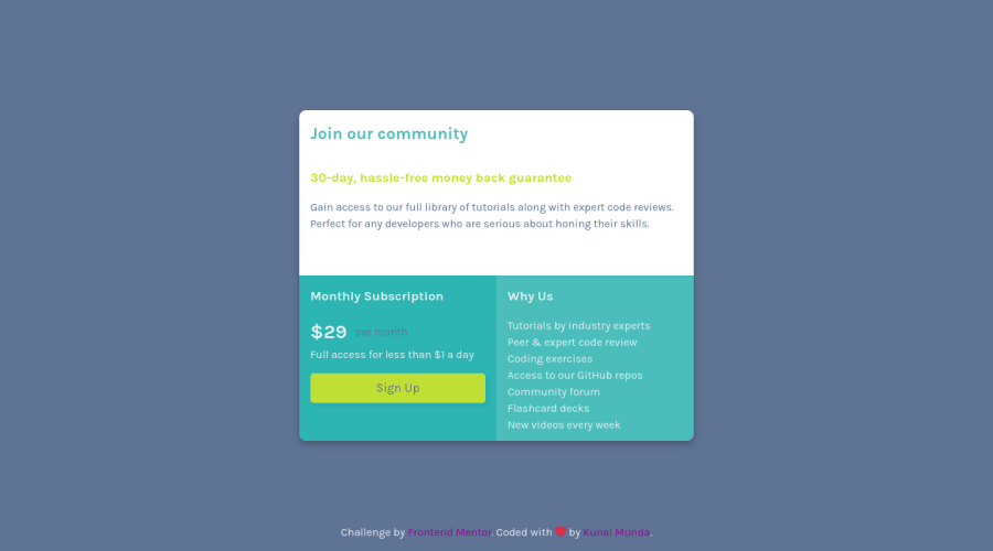 Frontend Mentor Single Price Component Using Grid And Flexbox Coding Challenge Solution