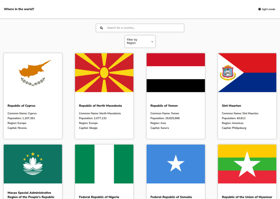 Frontend Mentor Countries Project Using React Coding Challenge Solution