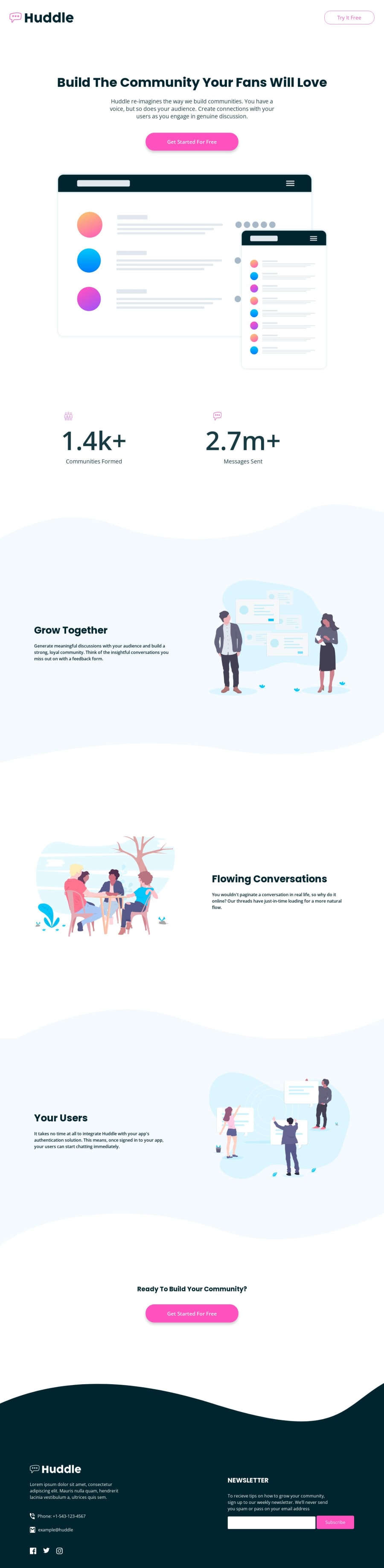 Frontend Mentor Responsive Huddle Landing Page Coding Challenge Solution
