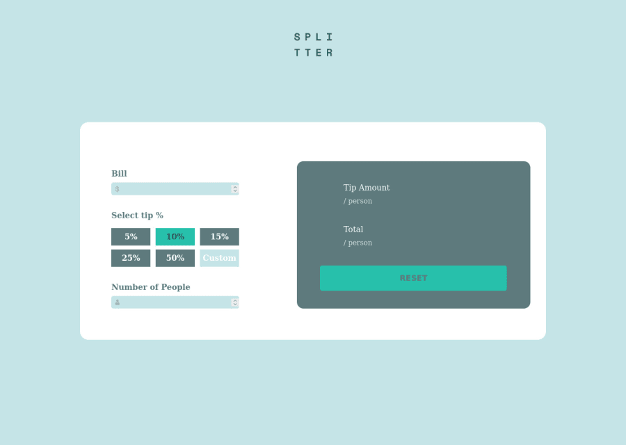 Frontend Mentor Tip Calculator App Coding Challenge Solution