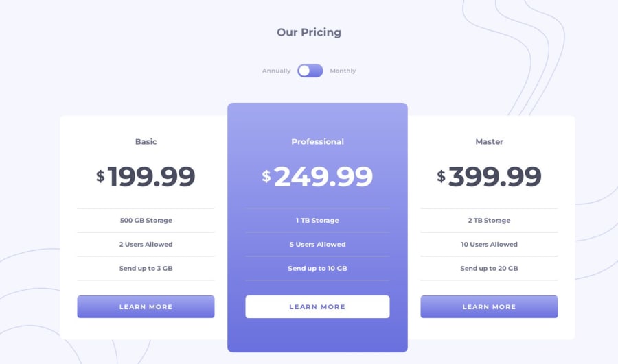Frontend Mentor Pricing Component With Toggle Built Using Only Html And Css Coding Challenge