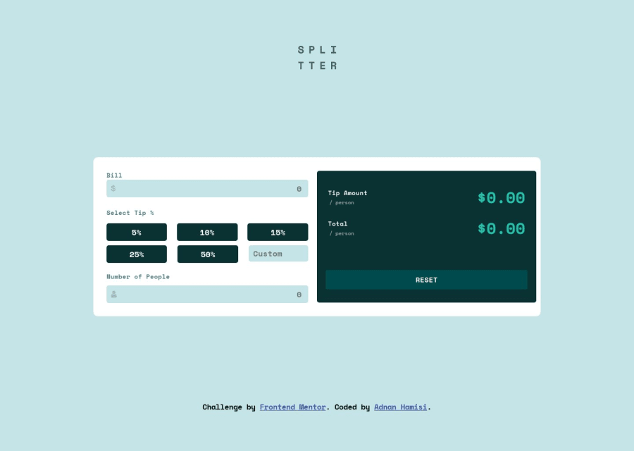 Frontend Mentor Tip Calculator Using Html Css And Javascript Coding Challenge Solution