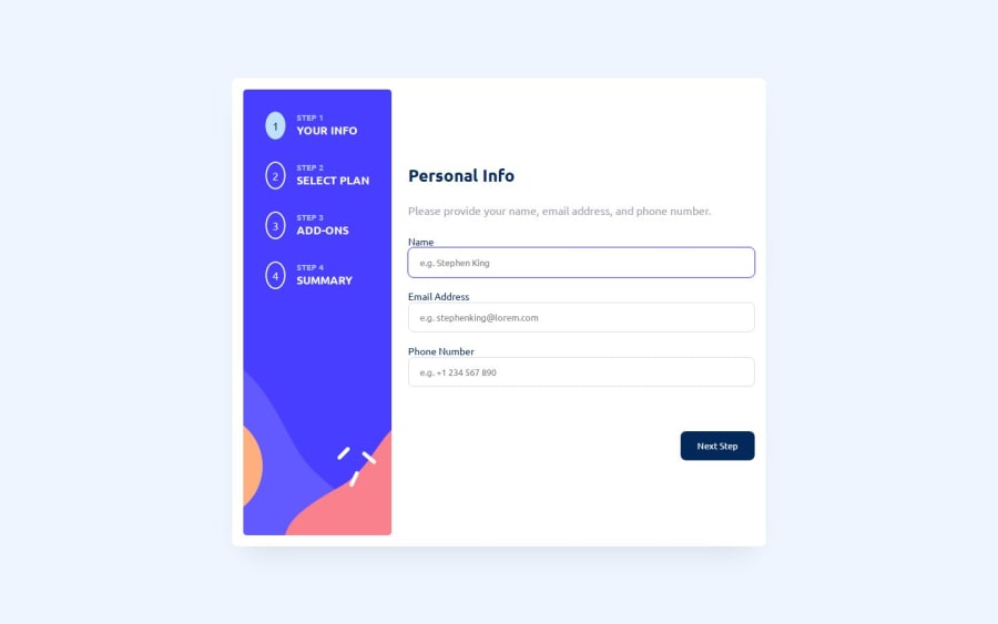 Frontend Mentor Multistep Form With Ts React And Scss Coding