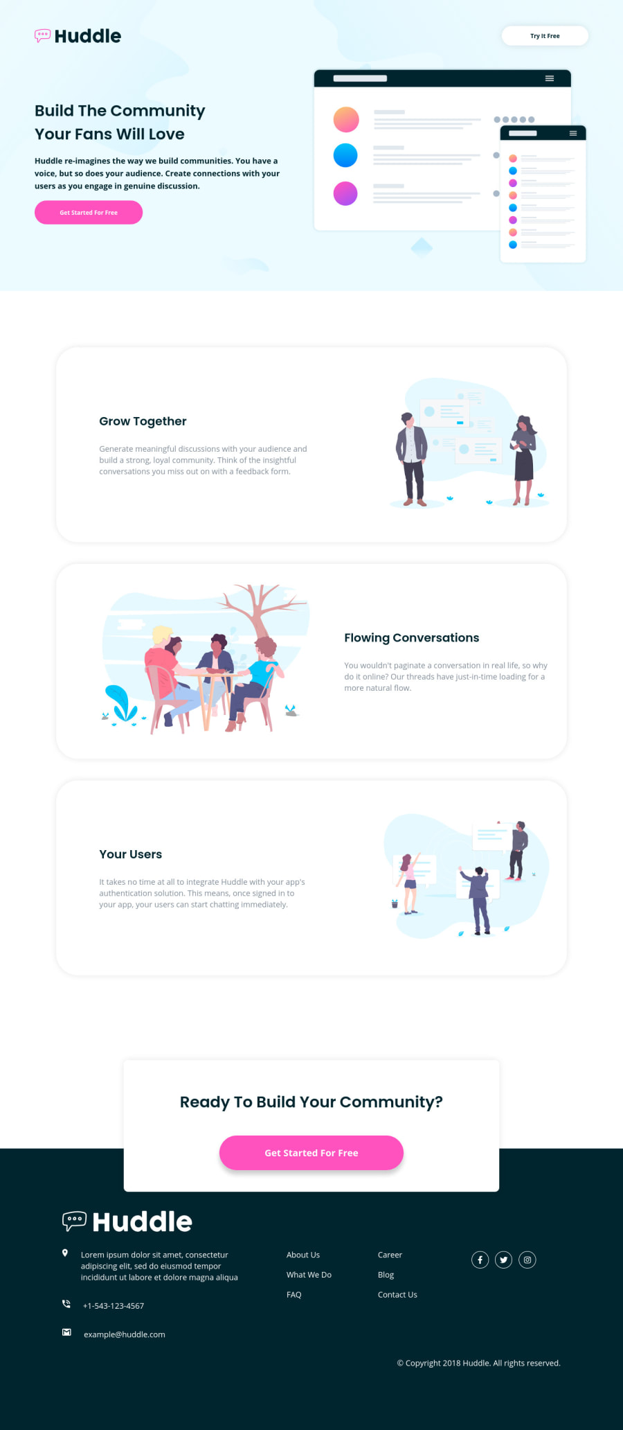Frontend Mentor Responsive Huddle Landing Page Using Html Css Grid And Flexbox Coding