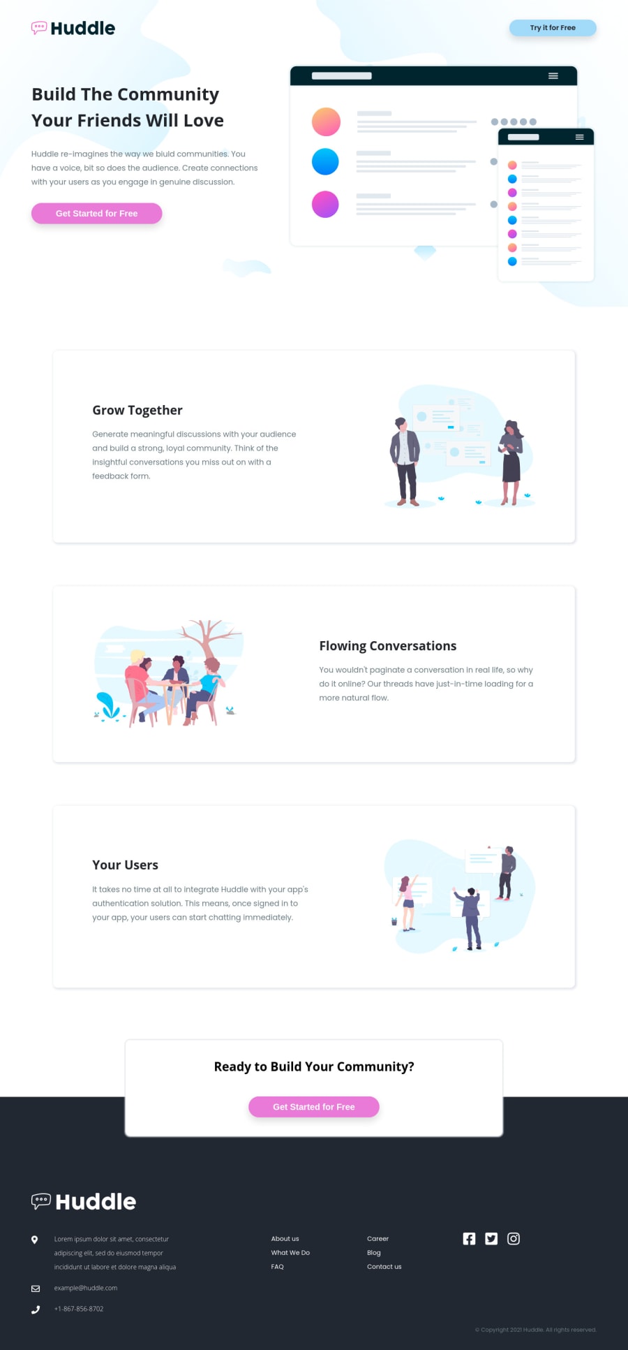 Frontend Mentor Responsive Huddle Landing Page With Html Css And Bootstrap Coding Challenge