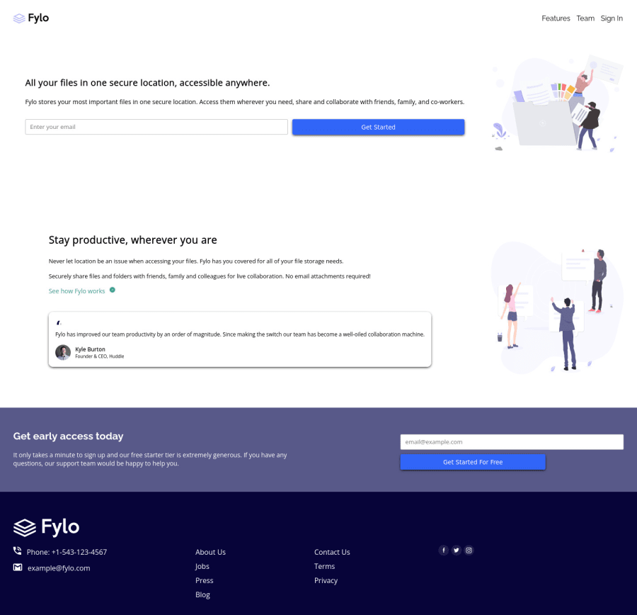 Frontend Mentor Fylo Landing Page With Two Column Layout Coding
