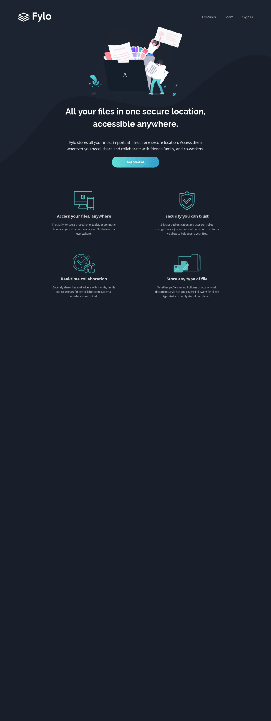 Frontend Mentor Fylo Dark Theme Landing Page Coding Challenge Solution