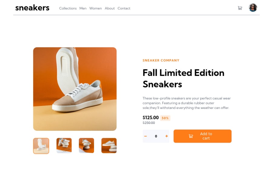 Frontend Mentor Responsive Ecommerce Product Page Using React Coding Challenge Solution