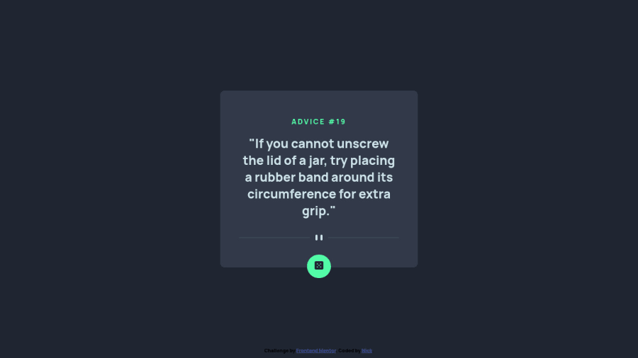 Frontend Mentor Advice Generator App With Css Flexbox And Animations Coding Challenge Solution