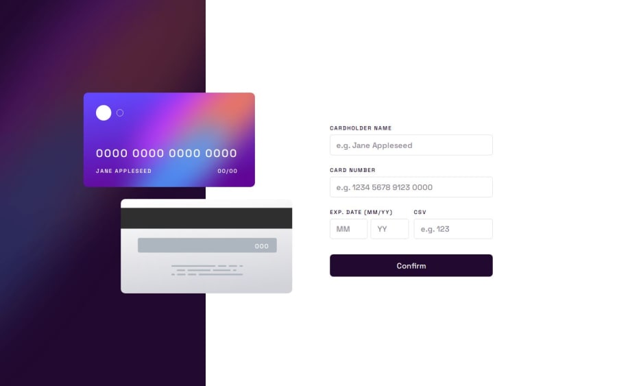 Frontend Mentor Interactive Card Details Form Coding Challenge Solution